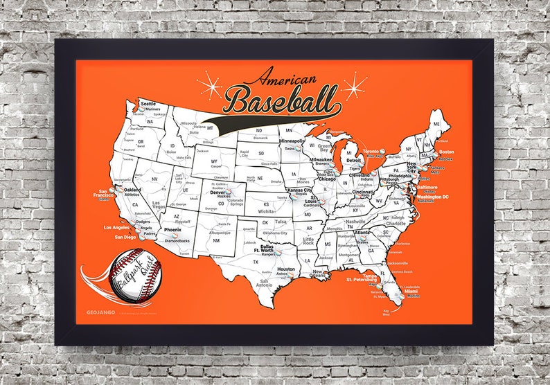 Baseball Stadium Map, SF Giants - Poster or Framed Pin Map, Ballparks ...