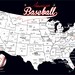 Personalized Baseball Stadium Map: Baseball Park Push Pin Map ...