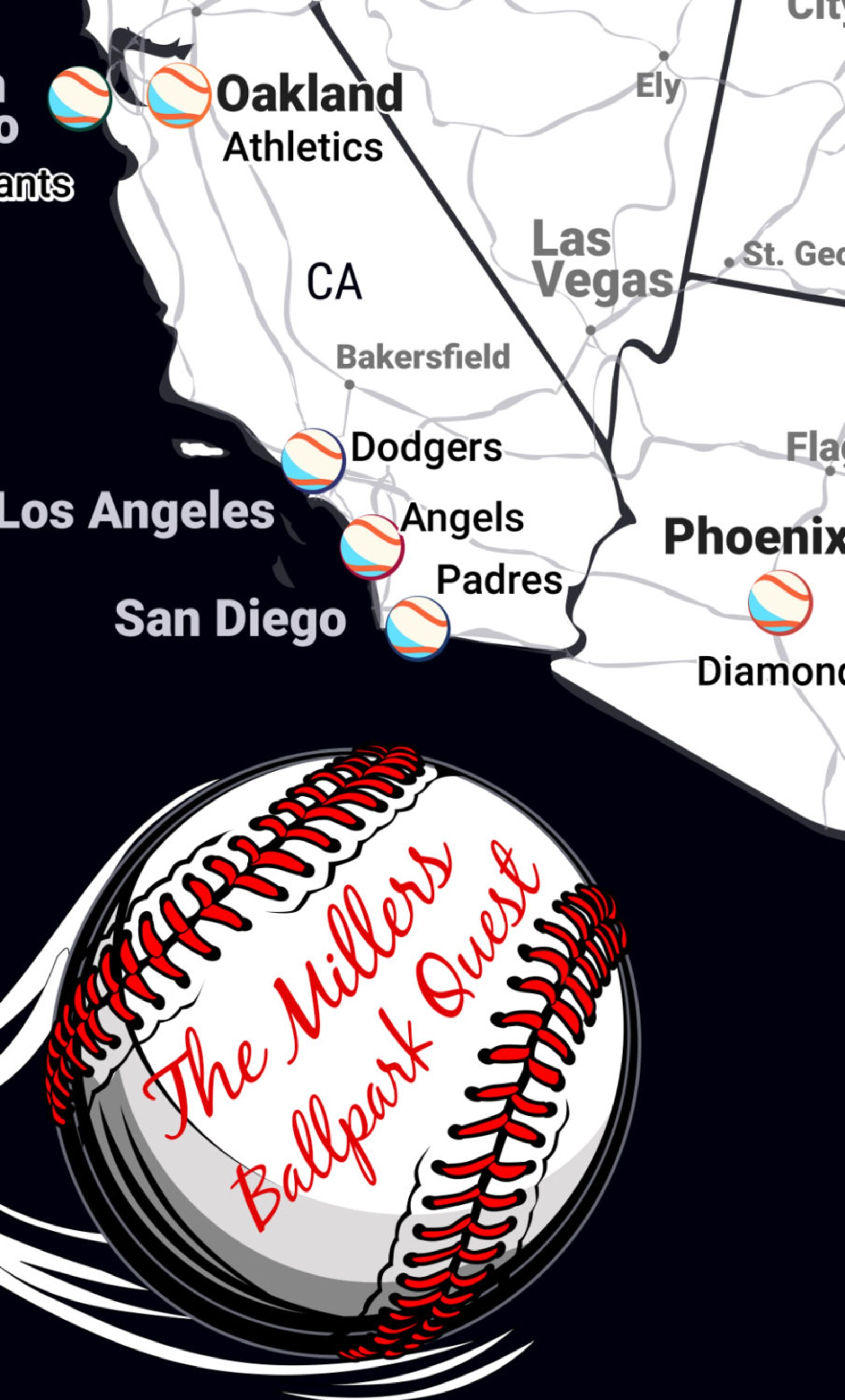Personalized Baseball Stadium Map: Baseball Park Push Pin Map ...