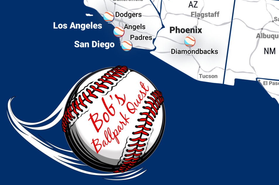 Baseball Map Los Angeles Dodgers Ballparks Sports Map - Etsy