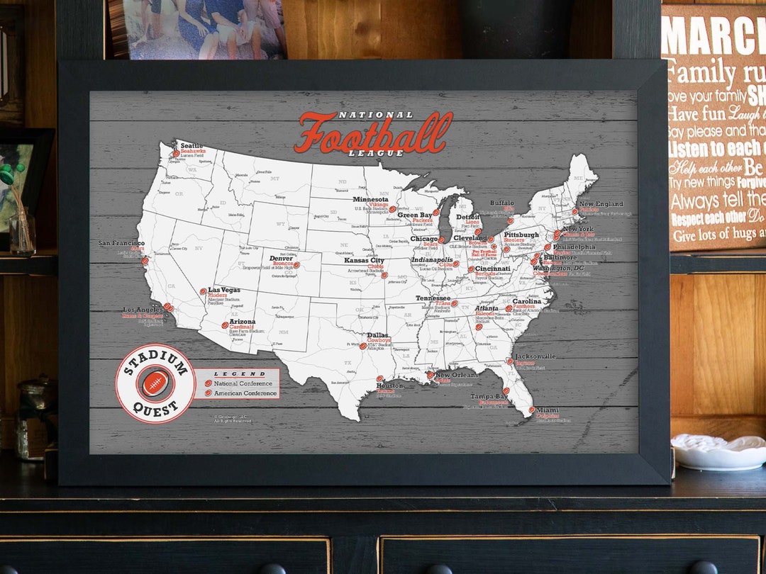 Football Stadium Tour Map | Grey Edition Football Bucket List ...