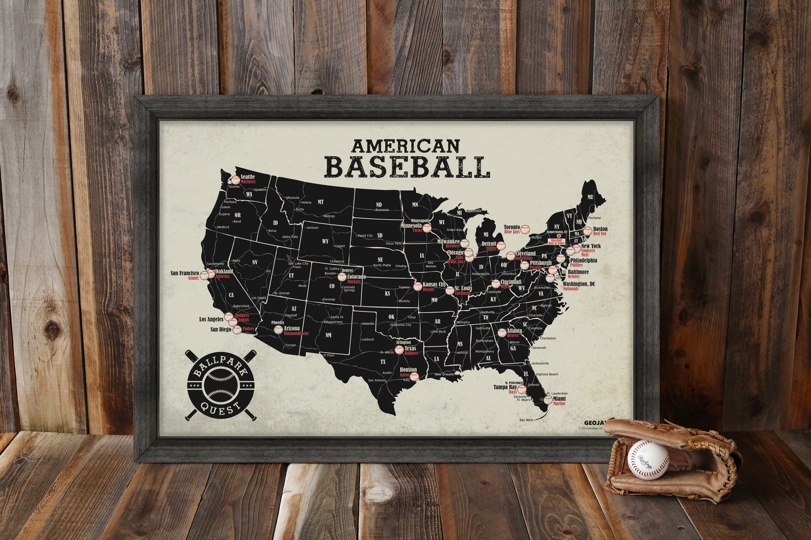 Baseball Stadium Tour Map Vintage Ballpark Bucket List - Etsy