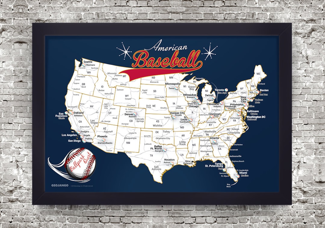 Baseball Stadium Map, Atlanta Braves - Poster or Framed Pin Map ...