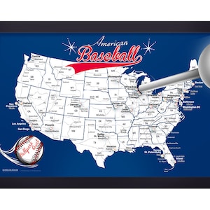 Baseball Map - Los Angeles Dodgers - Ballparks Sports Map - Pin Map or ...