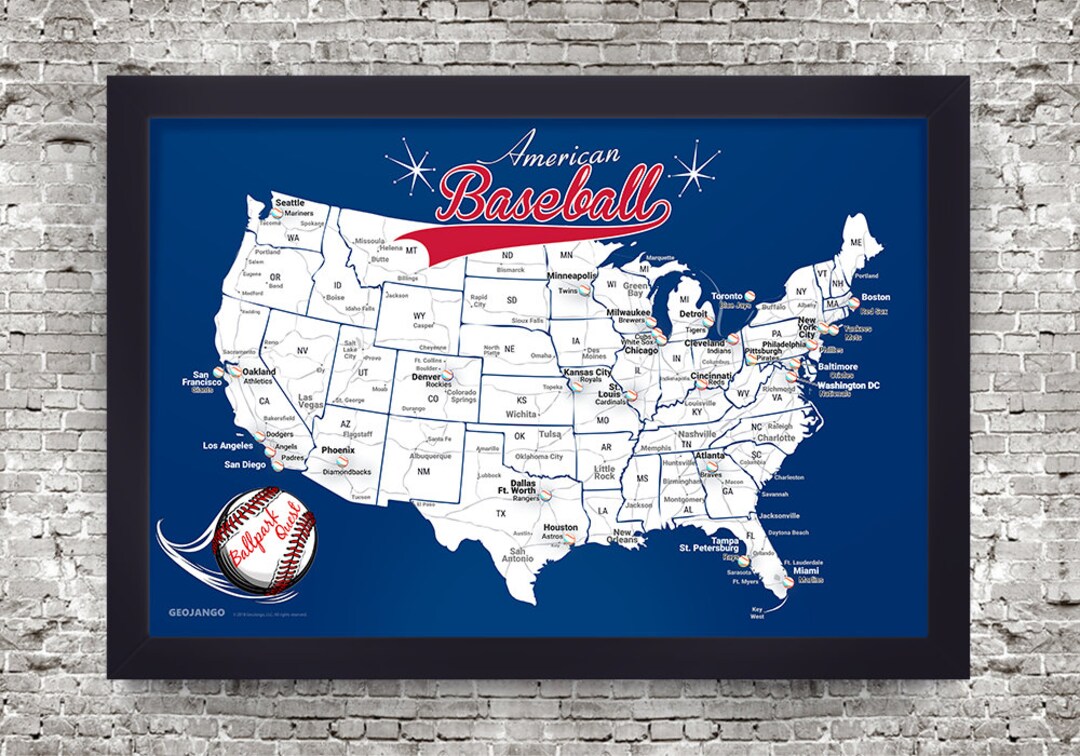 Baseball Stadium Map, Chicago Cubs - Poster or Framed Pin Map ...