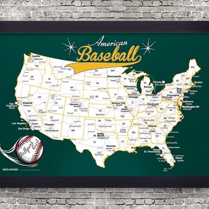 Baseball Park Map - Choose Your Team - Ballpark Quest Map - Sports ...