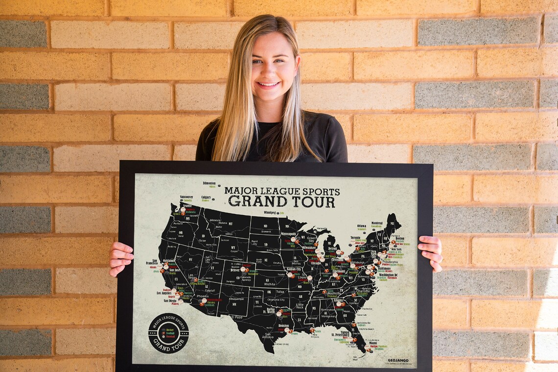 Grand Tour Stadium Map Baseball Football Hockey Stadiums | Etsy