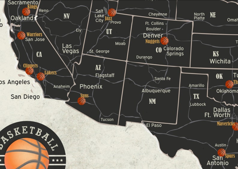 Basketball Stadium Map: Poster Vintage Basketball Decor - Etsy