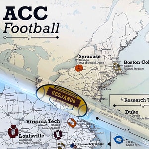 ACC Football Stadium Map: NCAA Football Poster or Pin Map | Modern ...