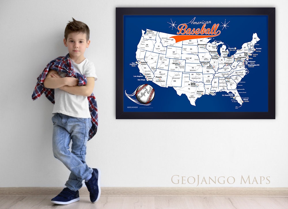 Baseball Stadium Map NY Mets Ballparks Sports Map Pin Map - Etsy