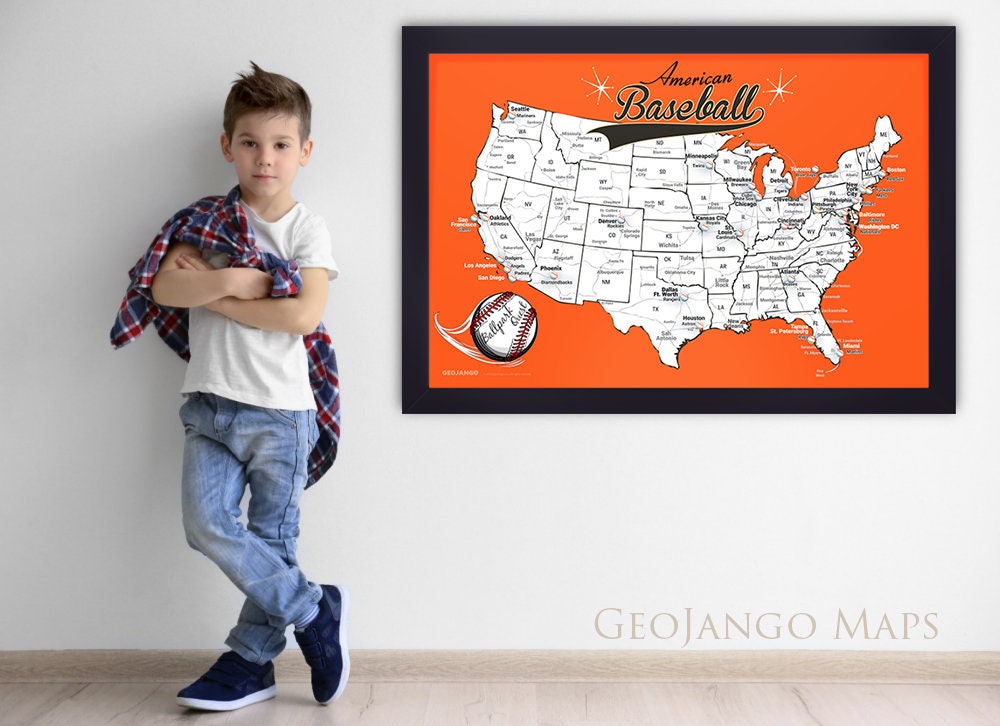 Baseball Stadium Map, SF Giants - Poster or Framed Pin Map, Ballparks ...