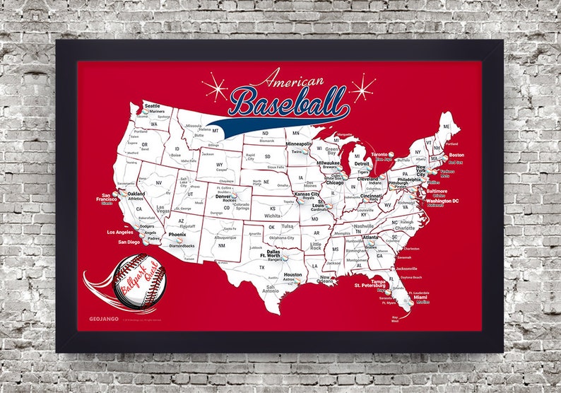 Baseball Travel Quest Map LA Angels Poster or Framed Pin - Etsy