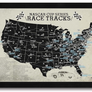 NASCAR Race Tracks Map - NASAR Gift - Vinitage Raceway Fan Vintage ...