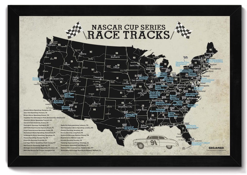 NASCAR Race Tracks Map NASAR Gift Vinitage Raceway Fan - Etsy