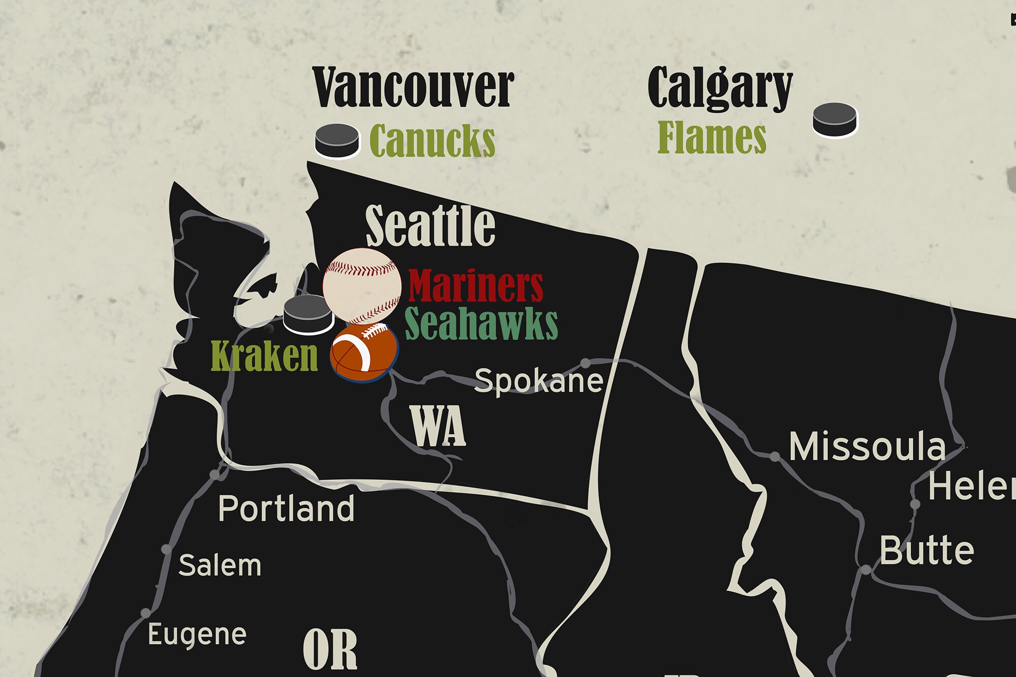 Grand Tour Stadium Map Baseball Football Hockey Stadiums | Etsy