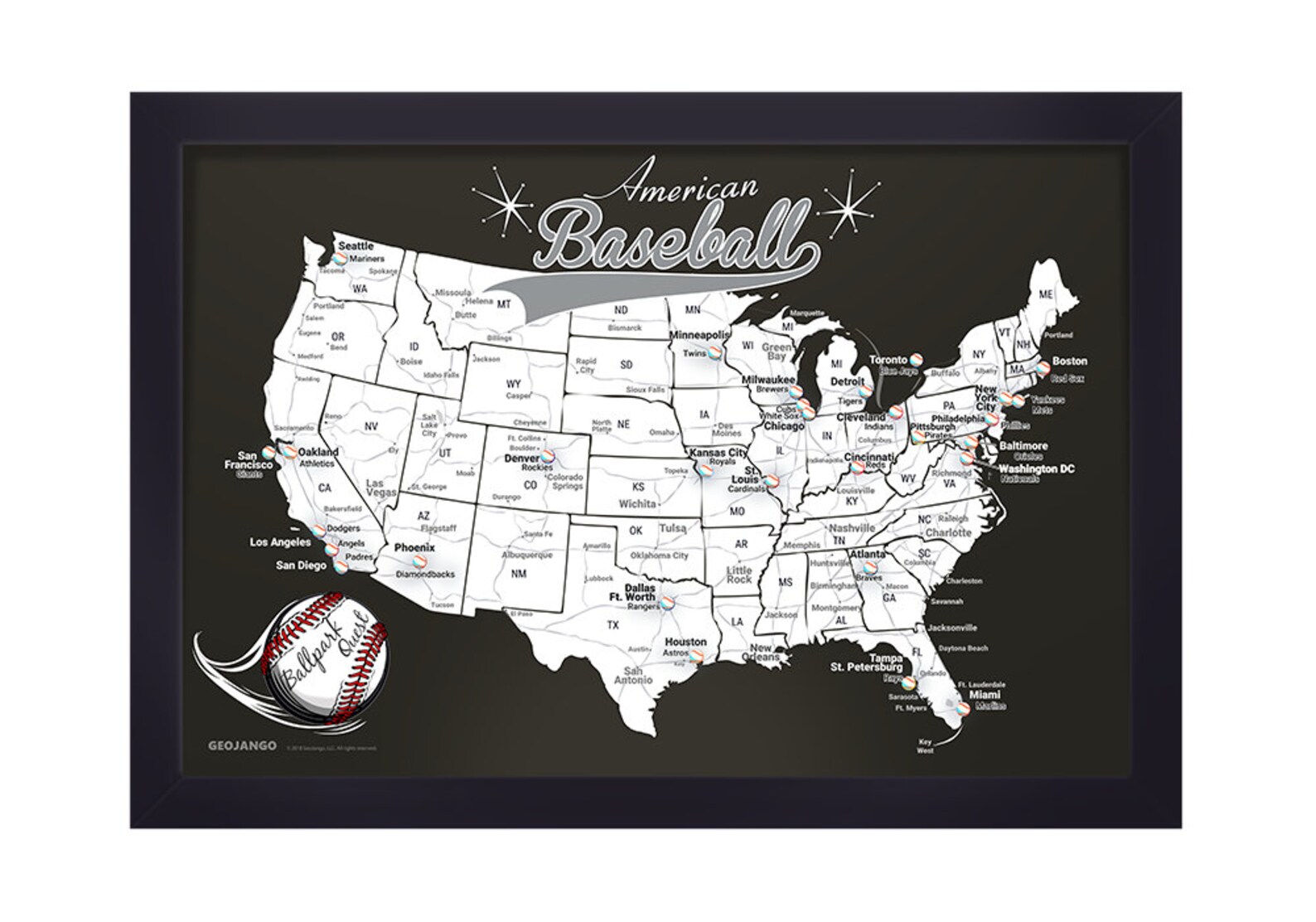 Baseball Stadium Tour Map Chicago White Sox Poster or - Etsy