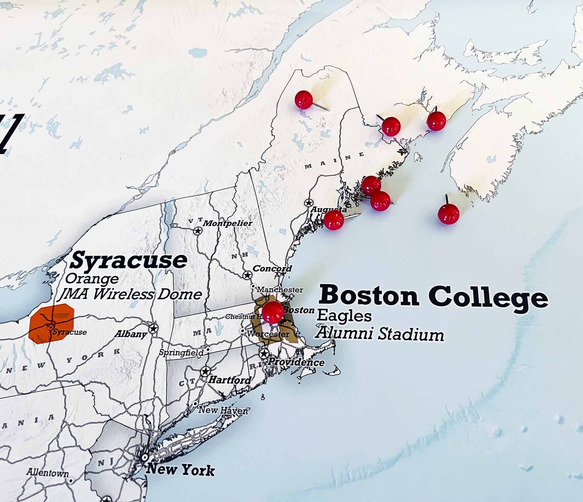 ACC Football Stadium Map: NCAA Football Poster or Pin Map | Modern ...