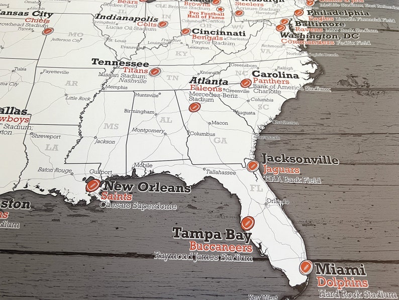 Football Stadium Tour Map | Grey Edition Football Bucket List ...