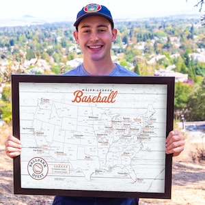 Baseball Map of Stadiums Travel Map - MLB Locations - Framed USA Push ...