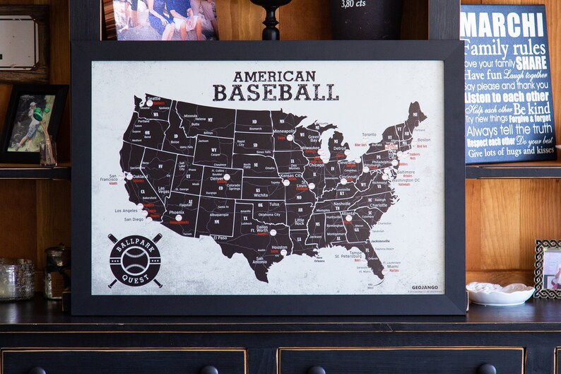 Baseball Stadium Tour Map Vintage Ballpark Bucket List - Etsy