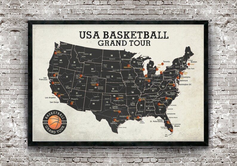 Basketball Stadium Map: Poster Vintage Basketball Decor - Etsy