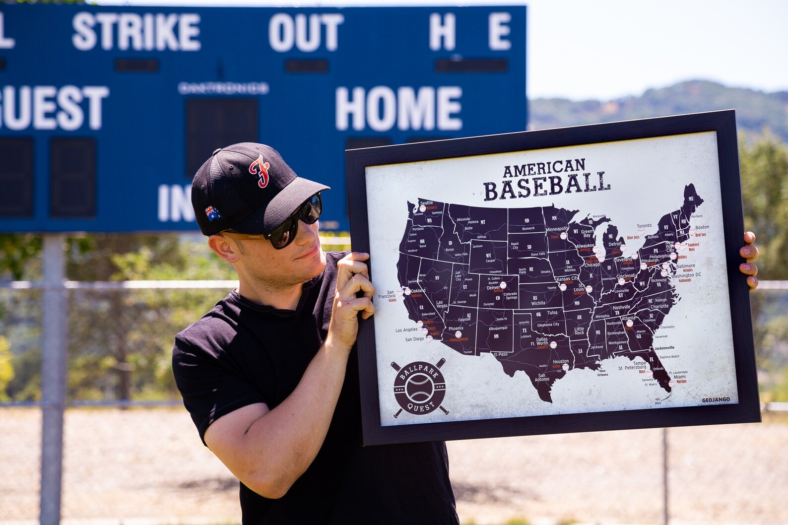 Baseball Stadium Map Baseball Park Poster Map Ballparks Sports Map With ...