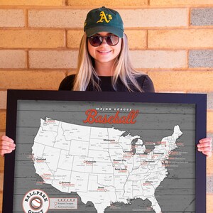 Baseball Stadium Map, Bucket List, Coach Gift, MLB Locations, Framed ...