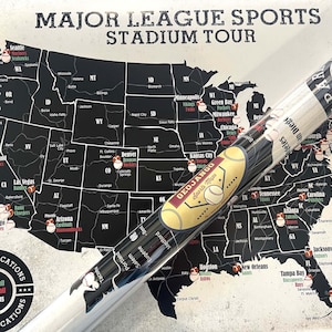 Football and Baseball Stadium Tour Map: Poster or Framed Push Pin Map ...
