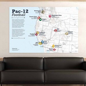 Pac-12 Football Stadium Map NCAA Football Conference College Sports ...