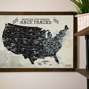 NASCAR Race Tracks Map - NASAR Gift - Vinitage Raceway Fan Vintage ...
