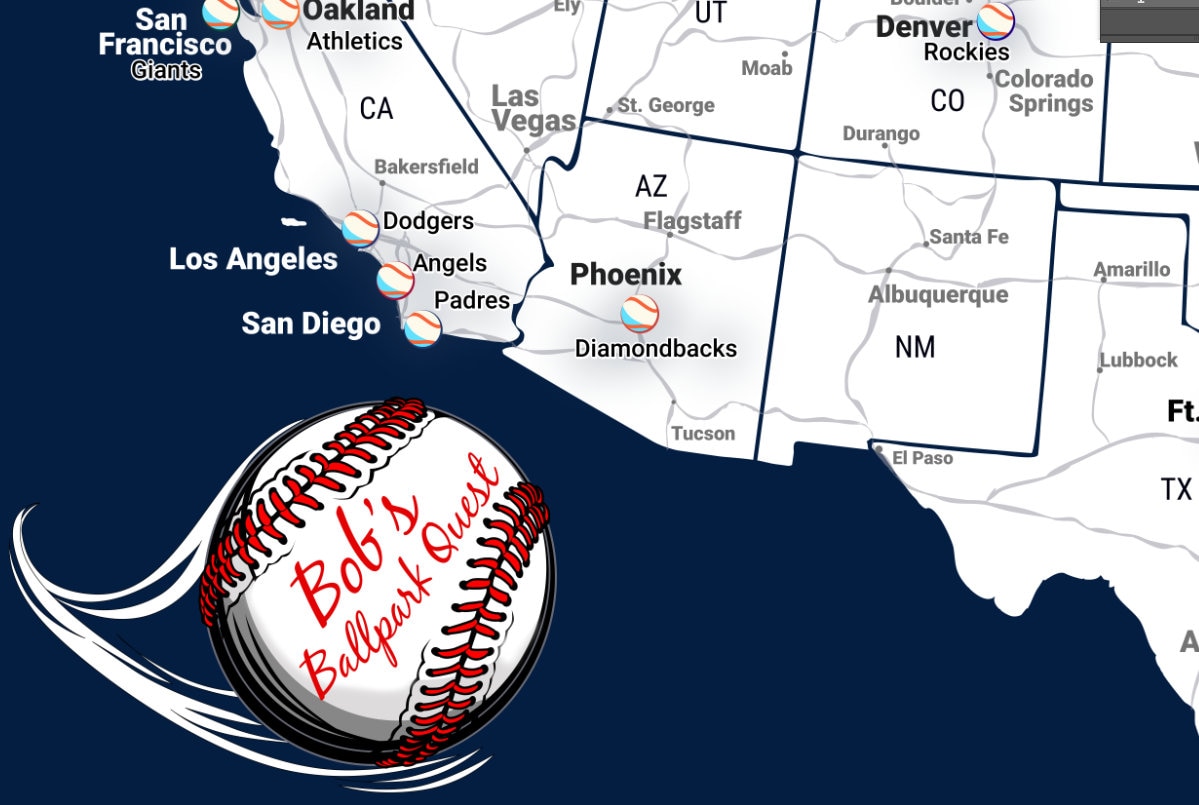 Baseball Stadium Map, San Diego Padres - Poster or Framed Pin Map ...