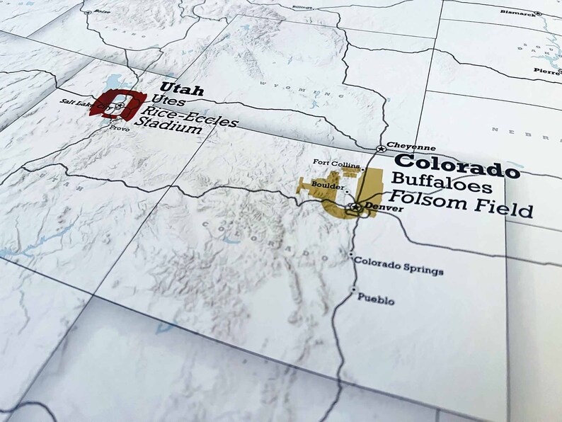 Pac-12 Football Stadium Map NCAA Football Conference - Etsy