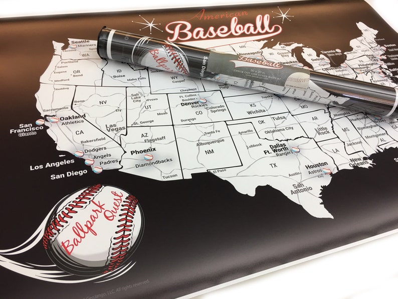 Personalized Baseball Stadium Map: Baseball Park Push Pin Map ...