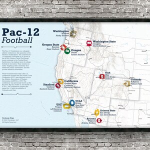 Pac-12 Football Stadium Map | NCAA Football Conference | College Sports ...