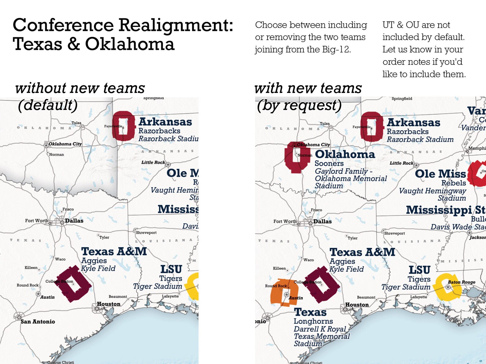 SEC Football Stadium Map: NCAA Football Poster or Pin Map - Etsy