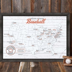Baseball Map of Stadiums Travel Map - MLB Locations - Framed USA Push ...