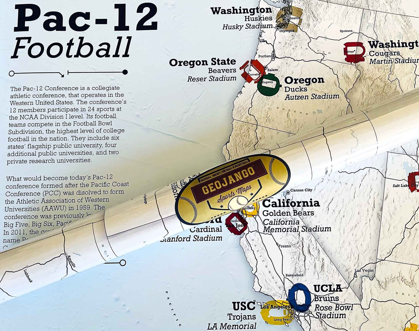 Pac-12 Football Stadium Map | NCAA Football Conference | College Sports ...