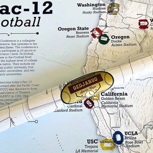 Pac-12 Football Stadium Map | NCAA Football Conference | College Sports ...