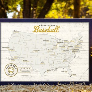 Baseball Team Gift - MLB Bucket List Tracker - Light Wood Effect ...