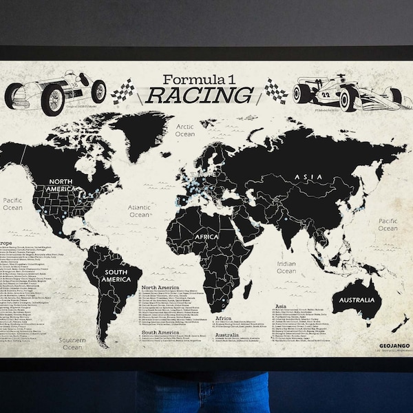 Formula 1 World Map - Etsy