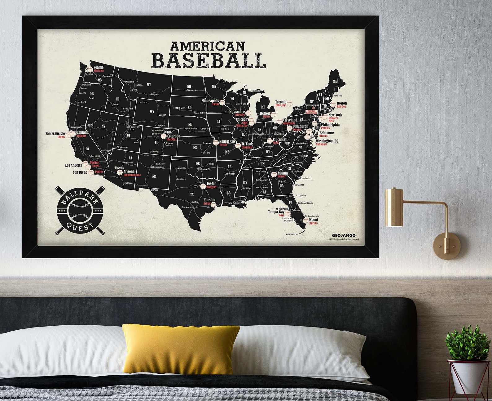 Baseball Stadium Tour Map Vintage Ballpark Bucket List - Etsy