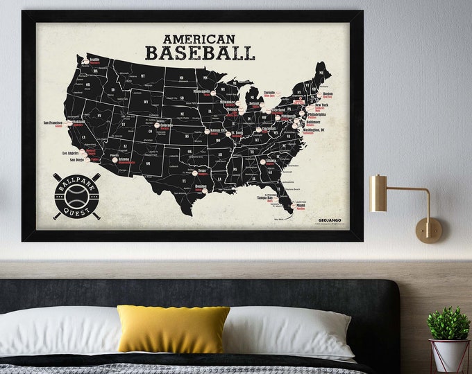 Baseball Stadium Tour Map | Vintage Ballpark Bucket List | Personalized ...