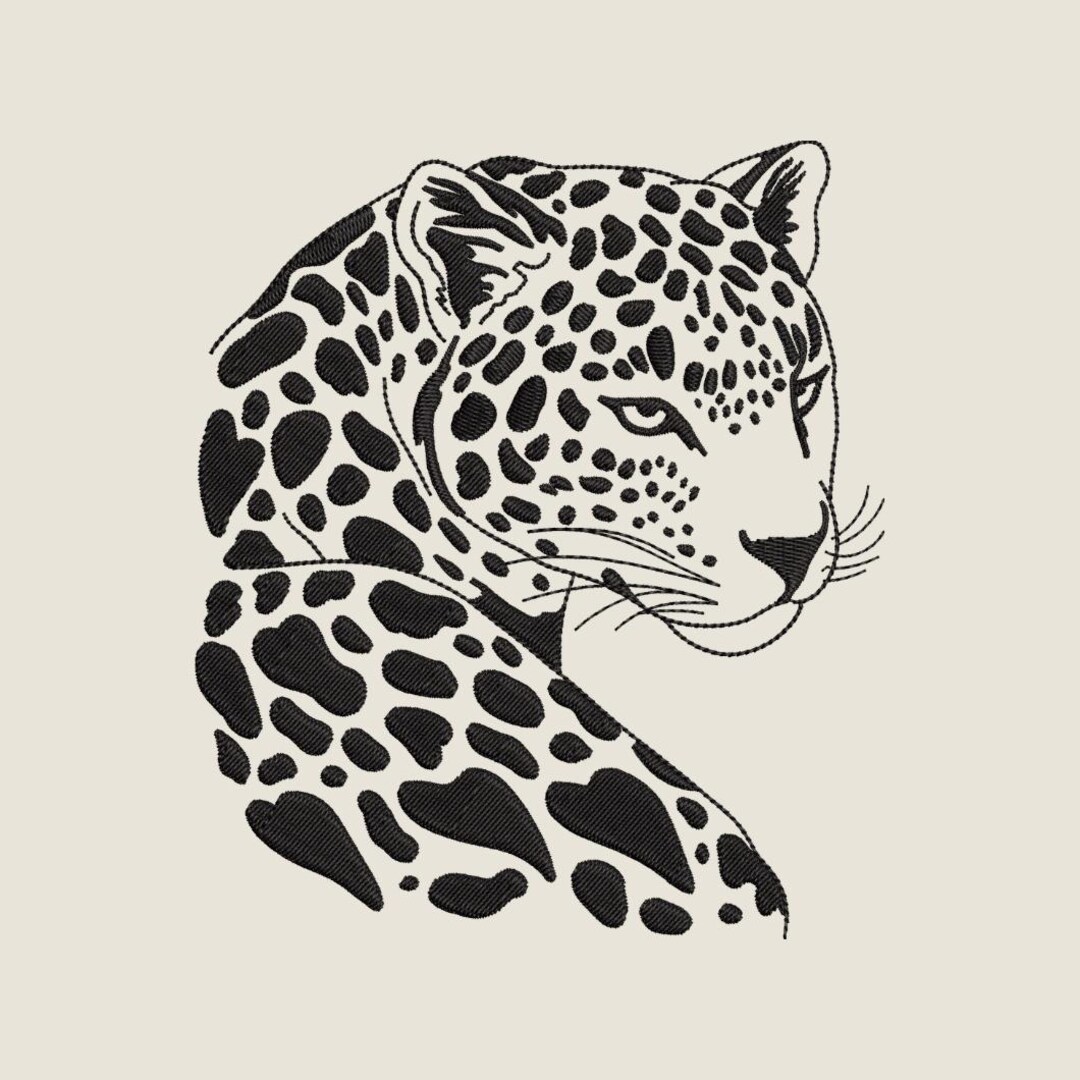Leopard Machine Embroidery Design - One Color Embroidery Pattern - Big ...