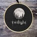 Crescent Moon and Twilight Sky Embroidery Design, Nighttime Scene, 3 ...