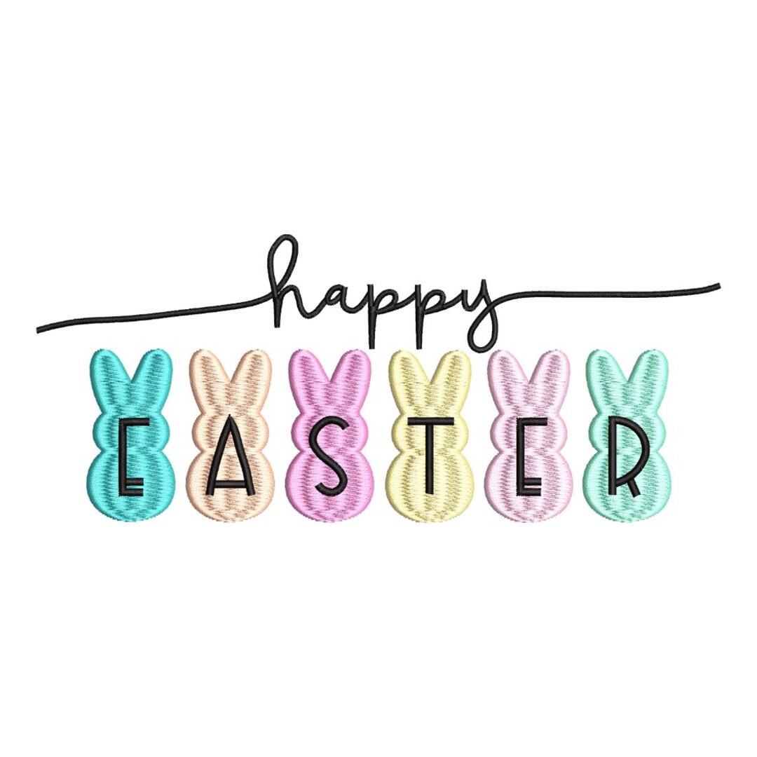 Happy Easter Peeps Machine Embroidery Design - Easter Bunny and Chick ...