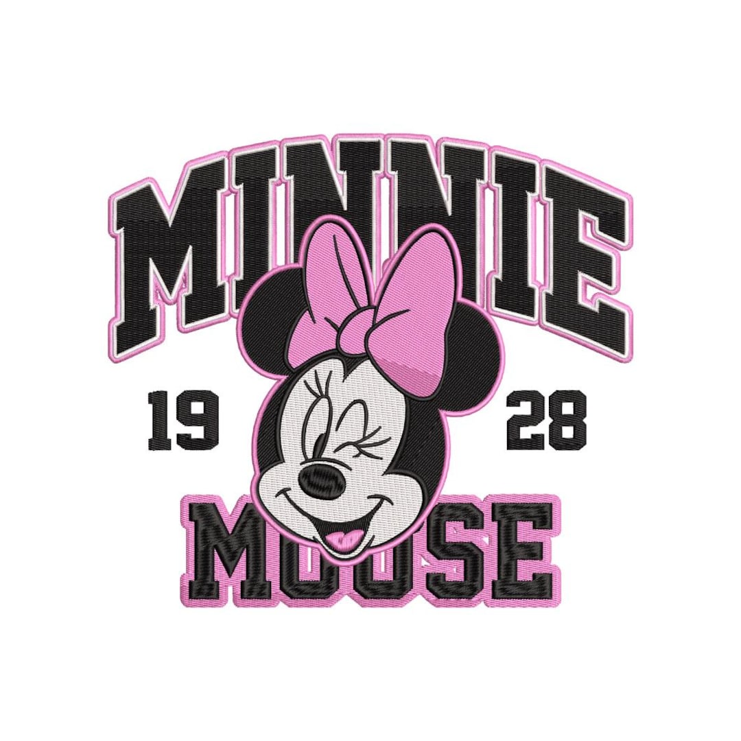 Minnie Embroidery Design, Mouse , Girl Pattern With Bow, 1928 Style, 7 ...