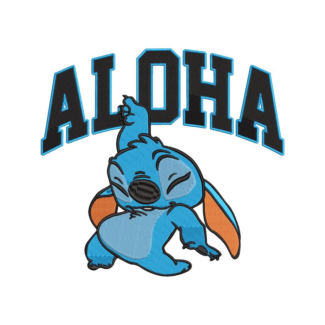 Stitch Aloha Embroidery Design, Tropical Hawaiian Pattern, Cute Alien ...