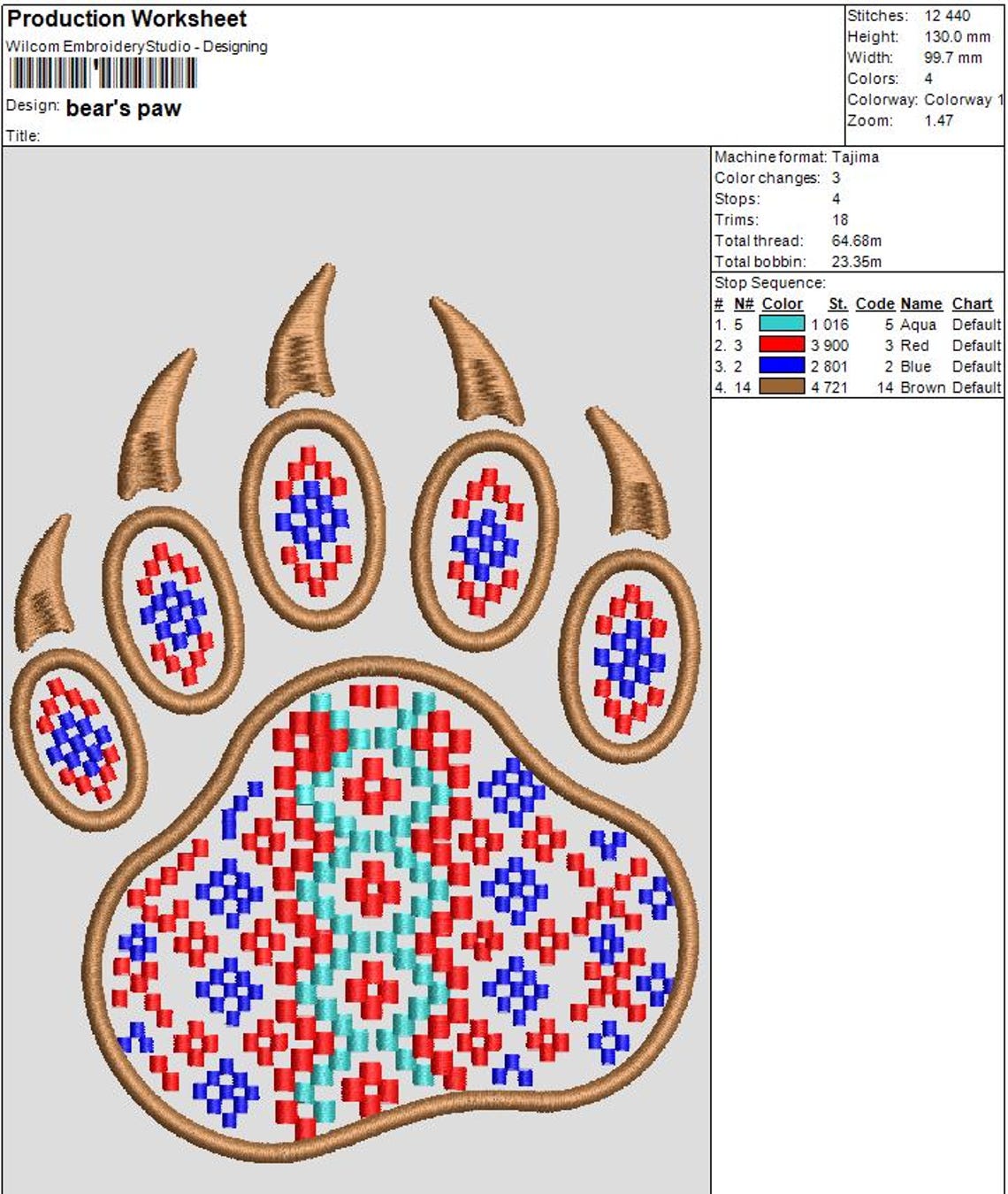 Bear Paw Embroidery Design – 5 Sizes – Wild Animal Machine Embroidery ...