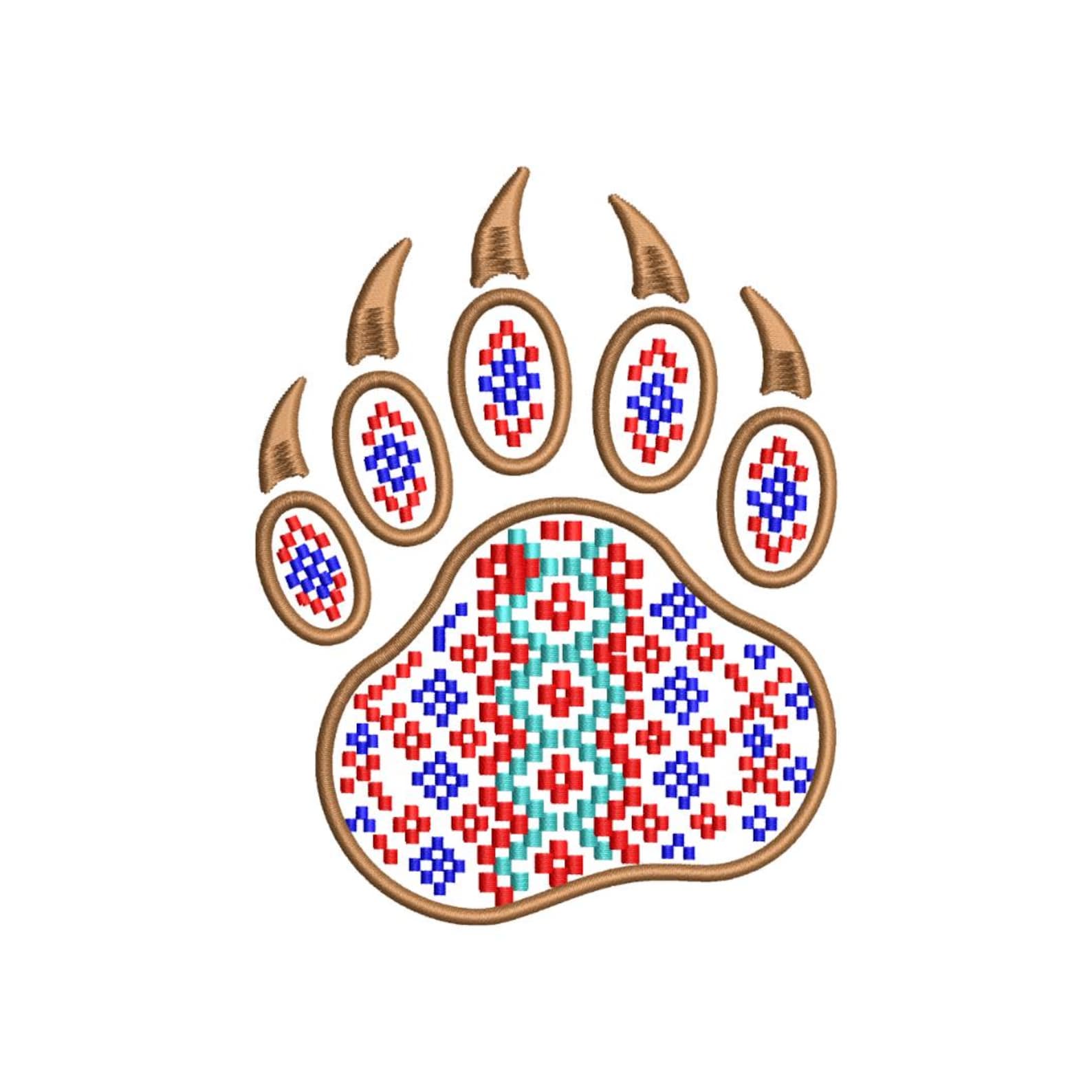Bear Paw Embroidery Design – 5 Sizes – Wild Animal Machine Embroidery ...