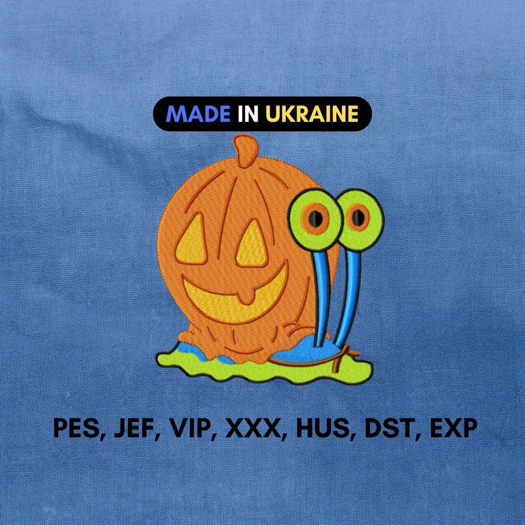 Cute Sponge Character Halloween Embroidery Design, Spooky Snail ...